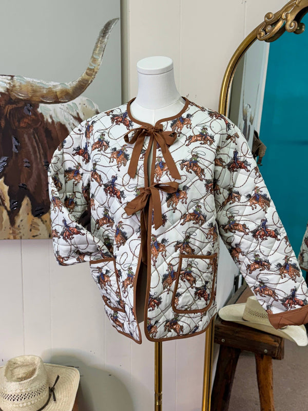 Ride N Rope quilted cowgirl jacket with ties – Get Ranchy