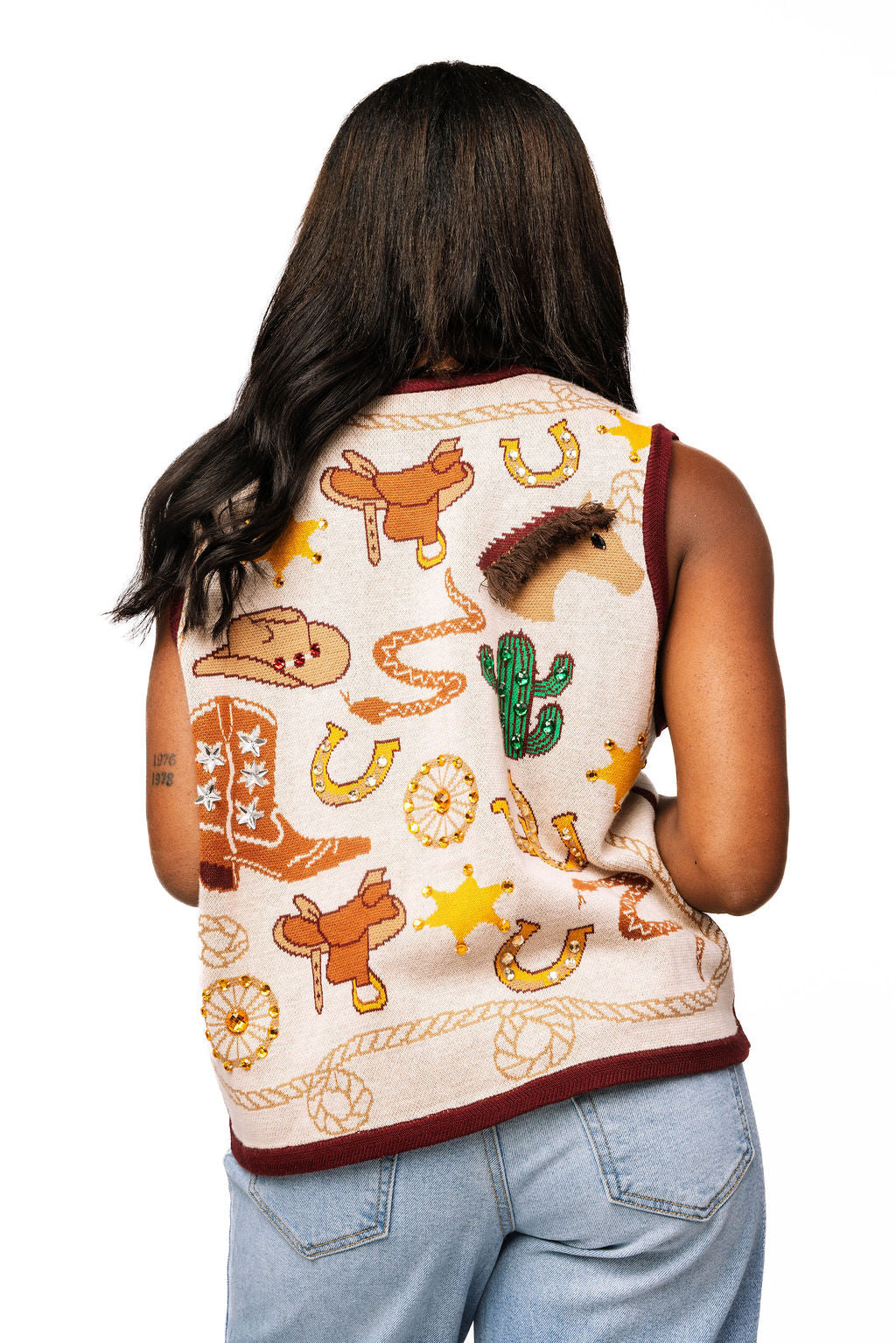 Queen Of Sparkles Multi Western Icon Knit Button Up Vest – Get Ranchy